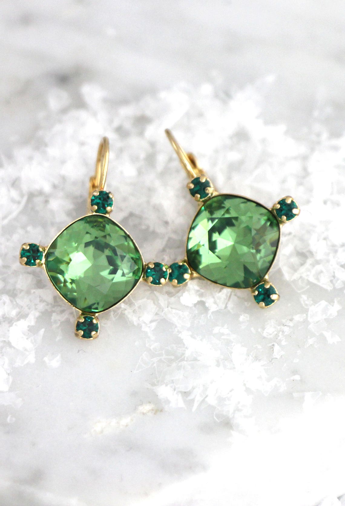 Green Earrings Emerald Earrings Bridal Green Earrings - Etsy