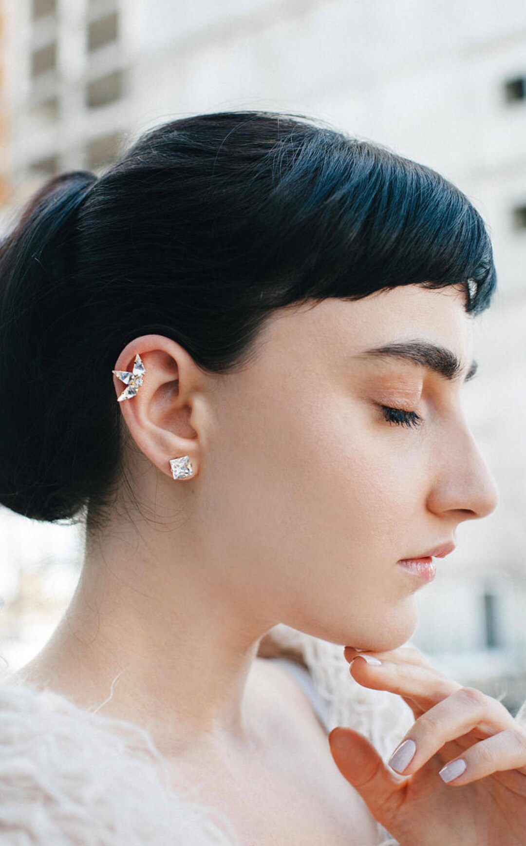 Helix Earrings, Bridal Helix Earring, Crystal Helix Earring, Gold Ear ...