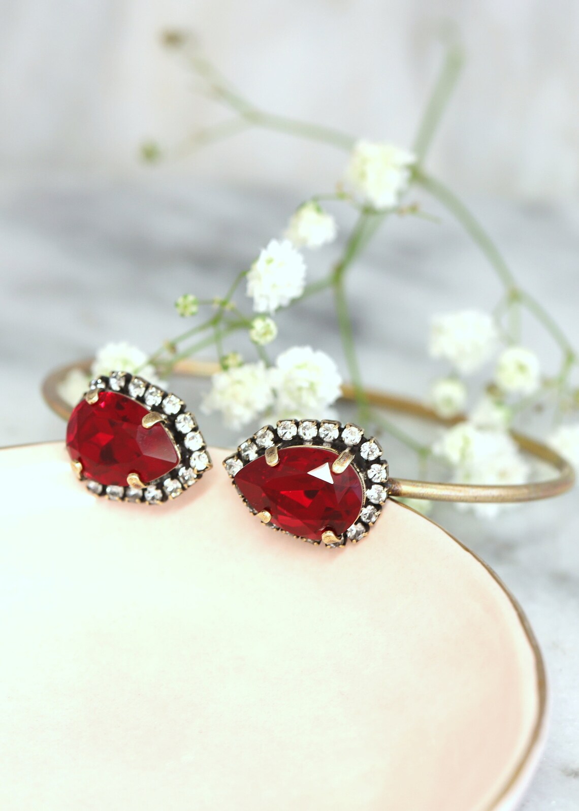 Red Bracelet Bridal Red Cuff Bracelet Red Ruby Crystal - Etsy