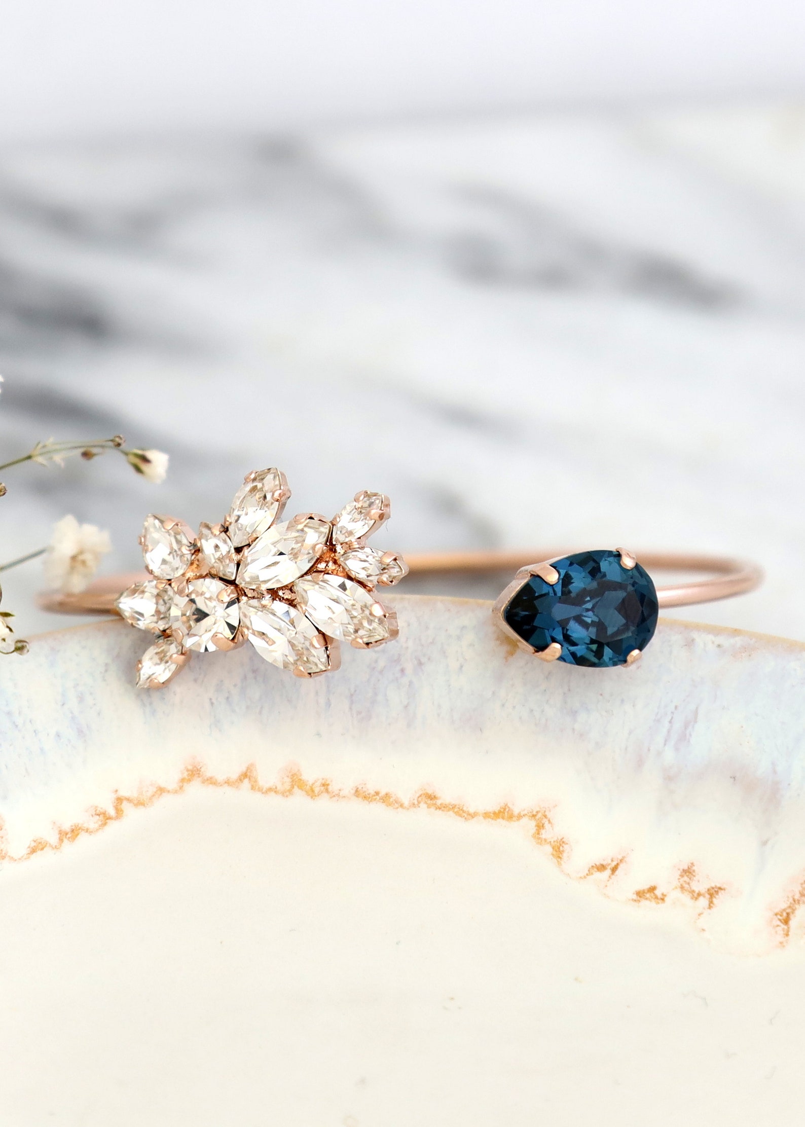 Blue Navy Bracelet, Bridal Navy Blue Crystal Bracelet, Bridesmaids ...