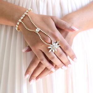 Hand Bracelet, Hand Jewelry, Bridal Hand Jewelry, Crystal Statement ...