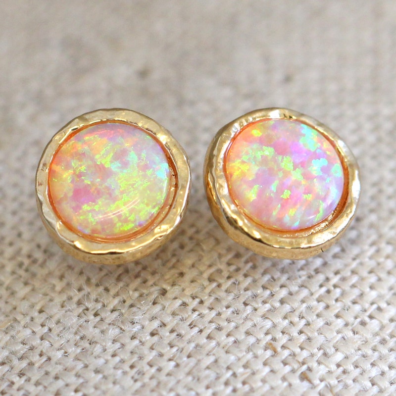 Opal Stud Earrings - Etsy
