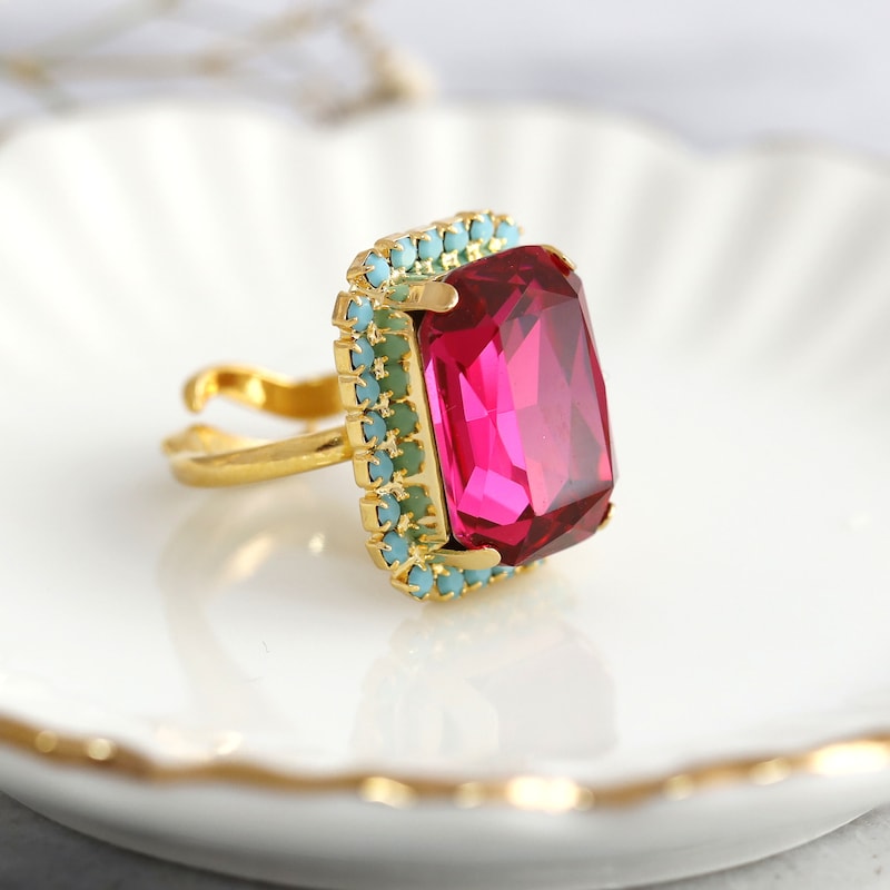 Ring Hot Pink and Gold - Etsy