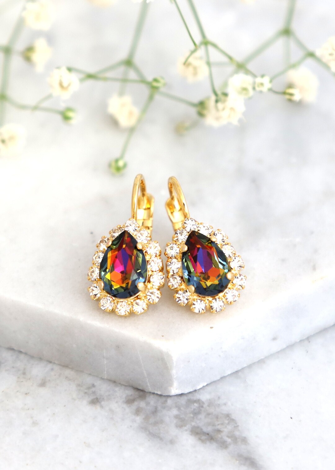 Rainbow Earrings, Multicolor Drop Earrings, Gift for Her, Volcano ...
