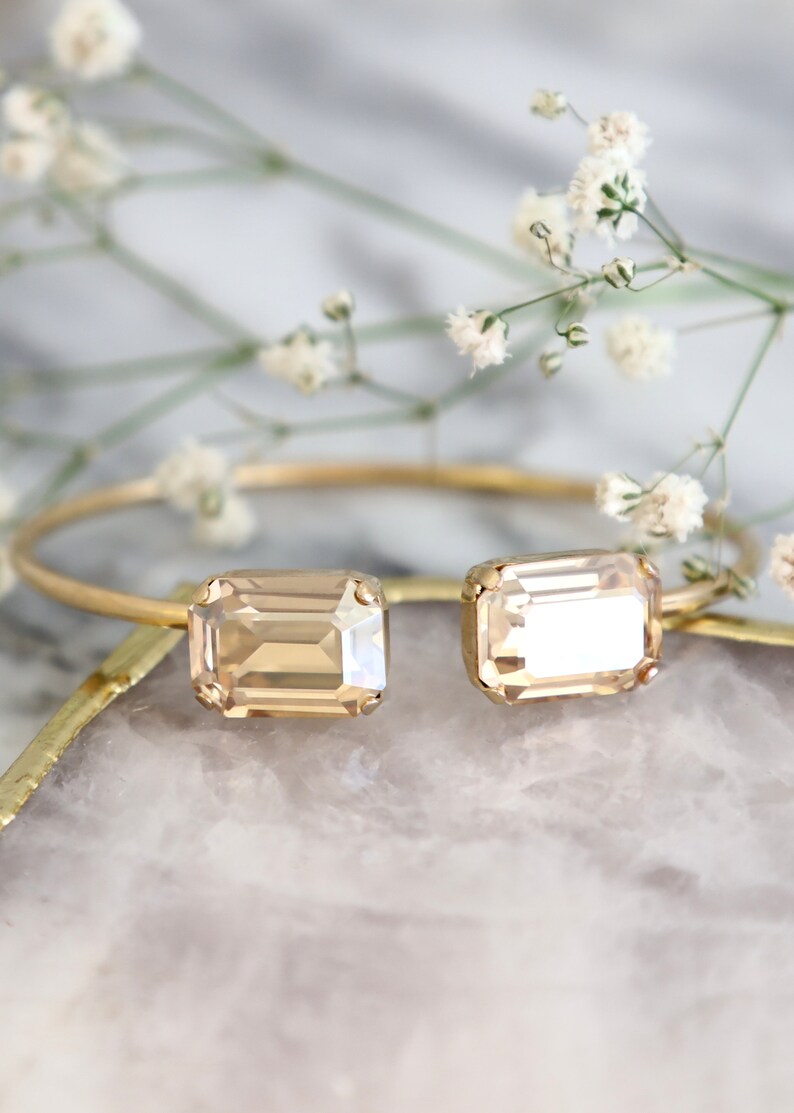Cuff Bracelet Champagne Cuff Bracelet Bridal Gold Crystal - Etsy