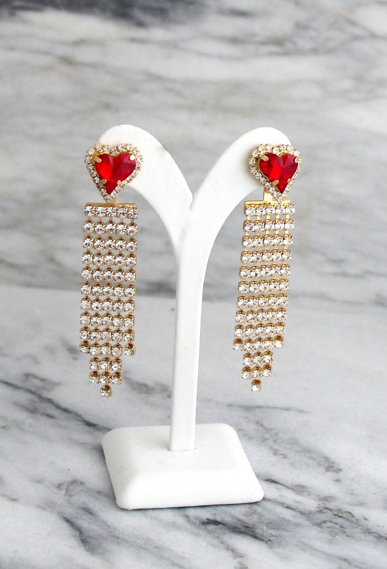 Ruby Earrings Fringe Earrings Ruby Tassel Earrings Bridal | Etsy