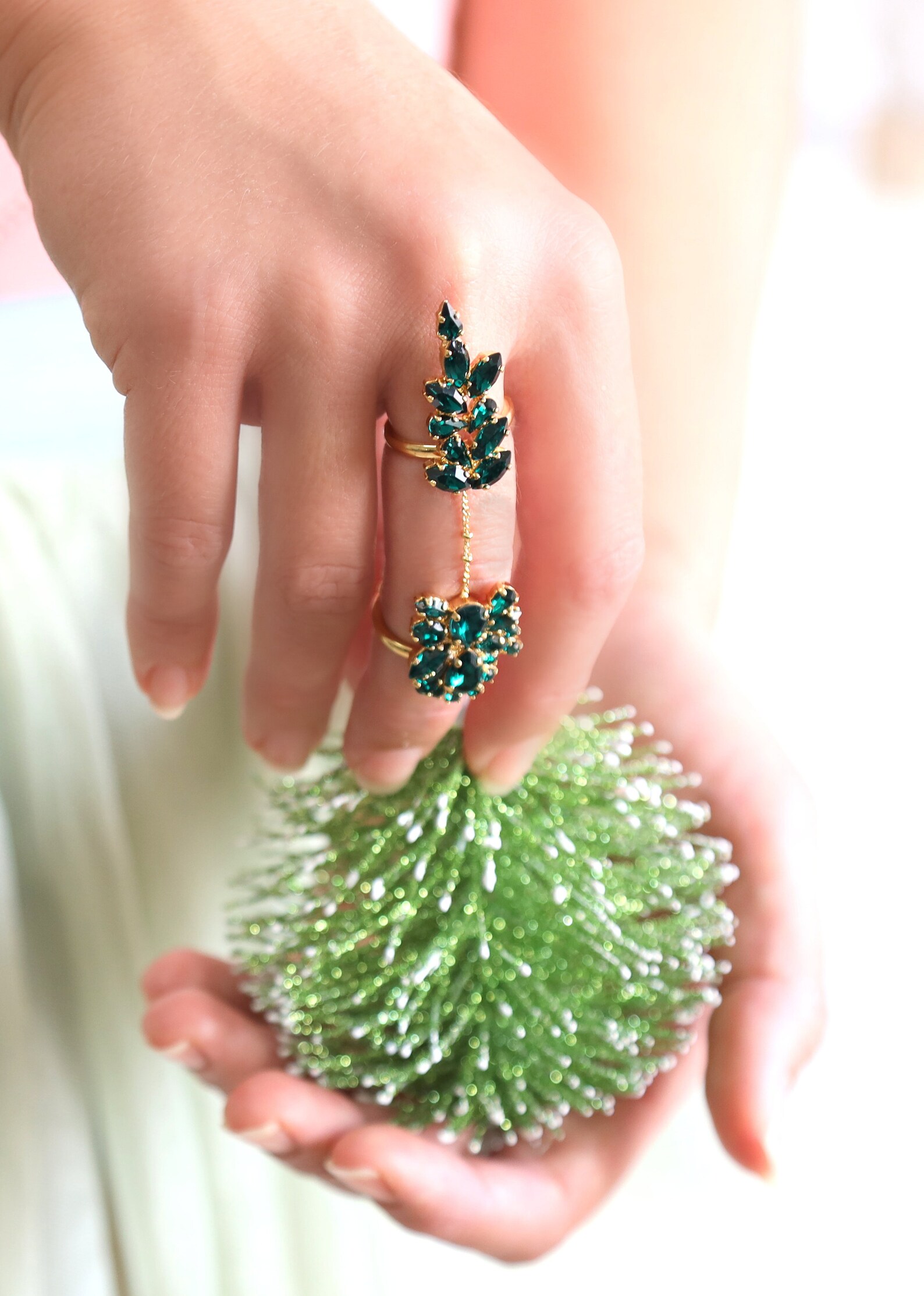 Emerald Cocktail Ring Emerald Green Cocktail Ring Crystal | Etsy