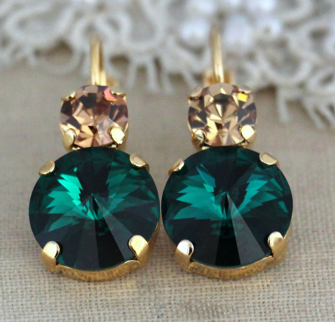 Emerald Earrings,dark Green Drop Earrings, Emerald Drop Earrings ...