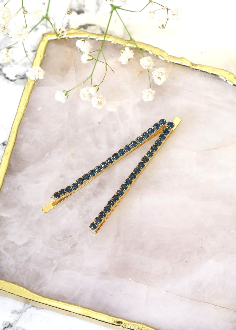 Bridal Hair Pin, Bridal Something Blue, Crystal Blue Bobby Pin, Navy ...
