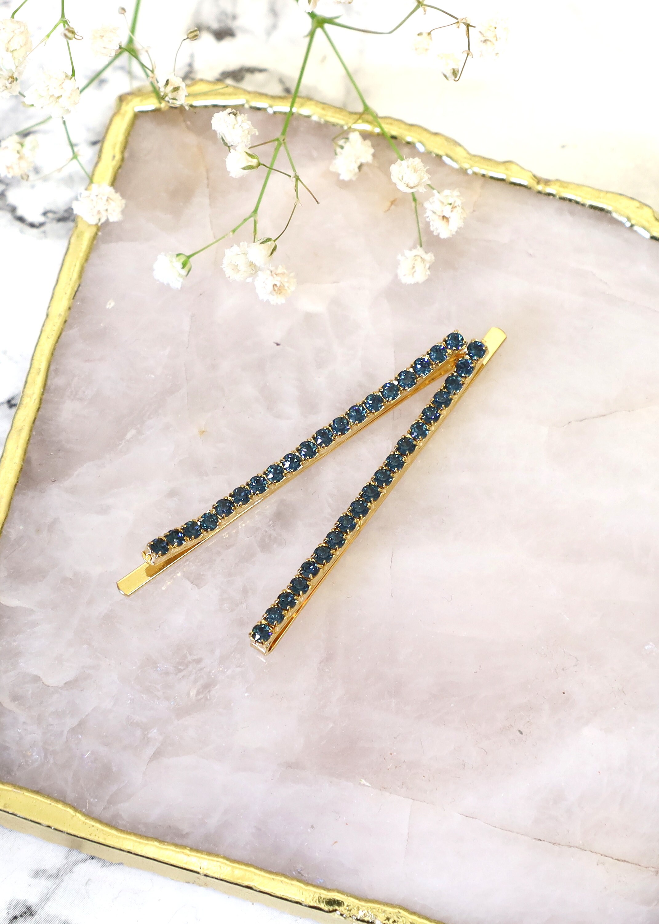 Bridal Hair Pin, Bridal Something Blue, Crystal Blue Bobby Pin, Navy ...