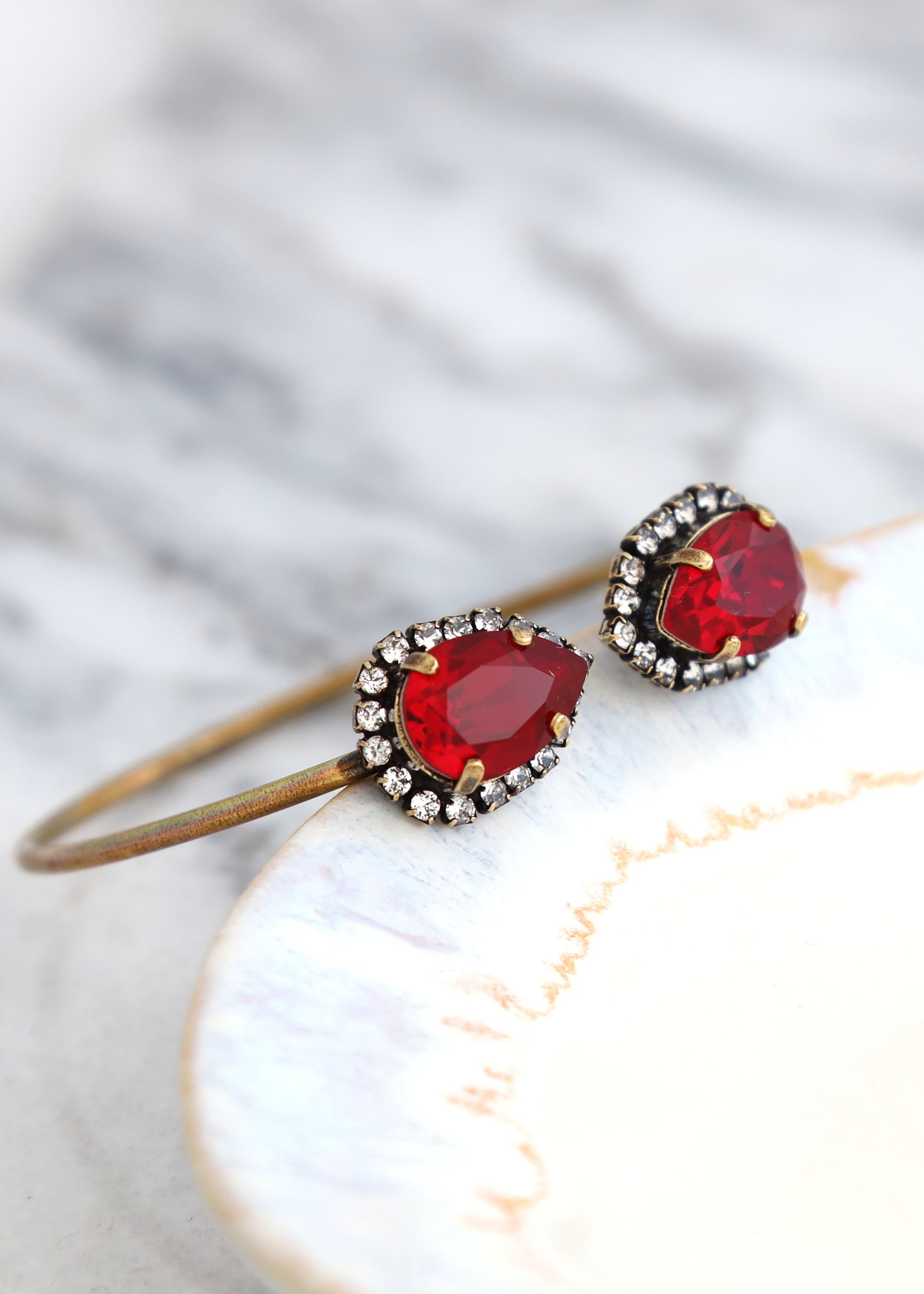 Red Bracelet Bridal Red Cuff Bracelet Red Ruby Crystal | Etsy