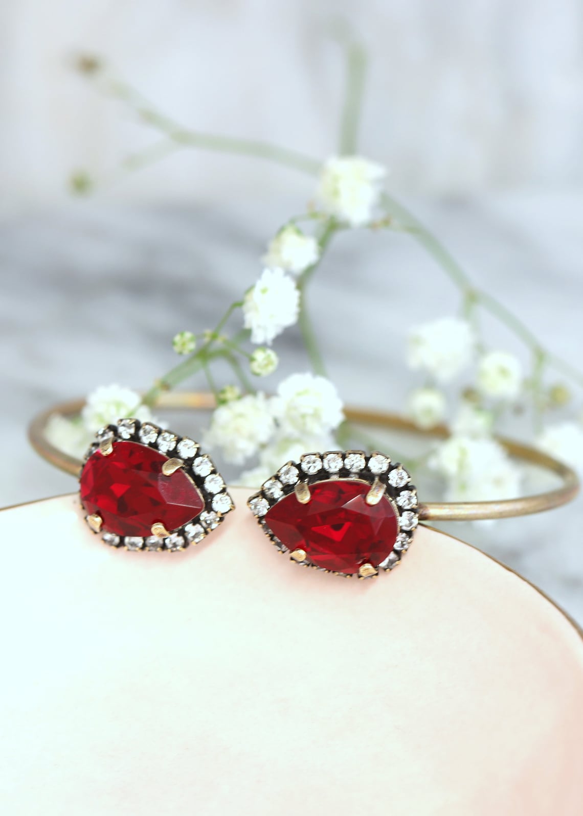 Red Bracelet Bridal Red Cuff Bracelet Red Ruby Crystal | Etsy