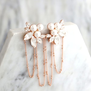 Pearl Earrings, Bridal Pearl Earrings, Statement Pearl Gold Long ...