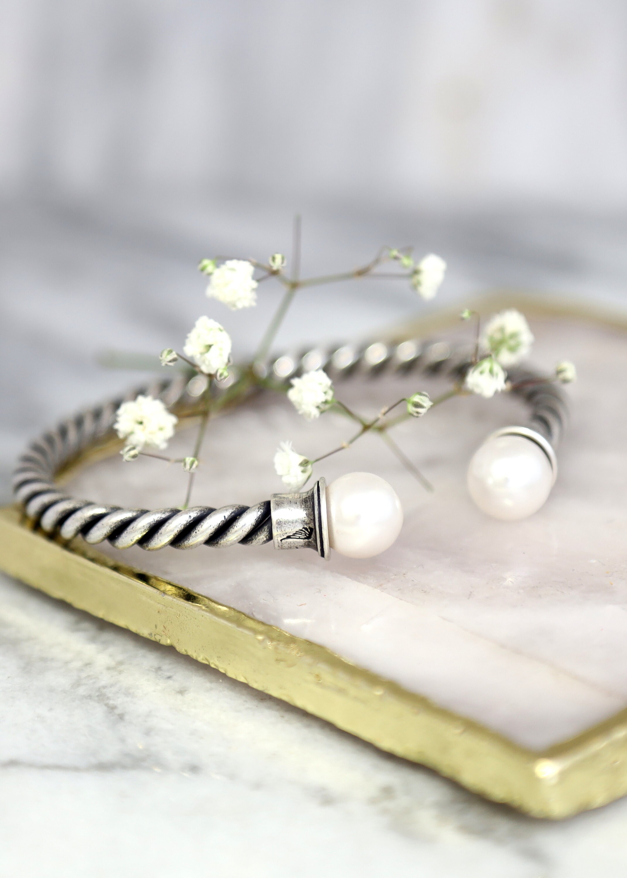 Pearl Bracelet Bridal Silver Open Cuff Bracelet Gift For | Etsy