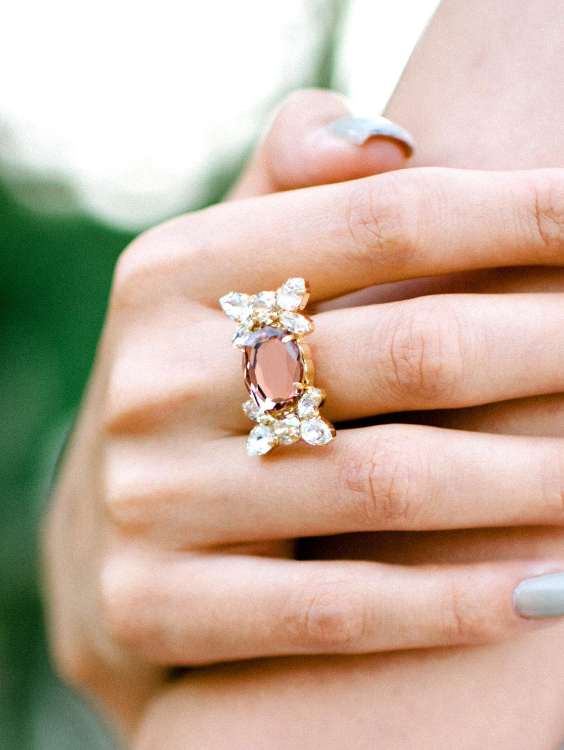 Cocktail Ring Blush Bridal Ring Morganite Ring Bridal Ring - Etsy