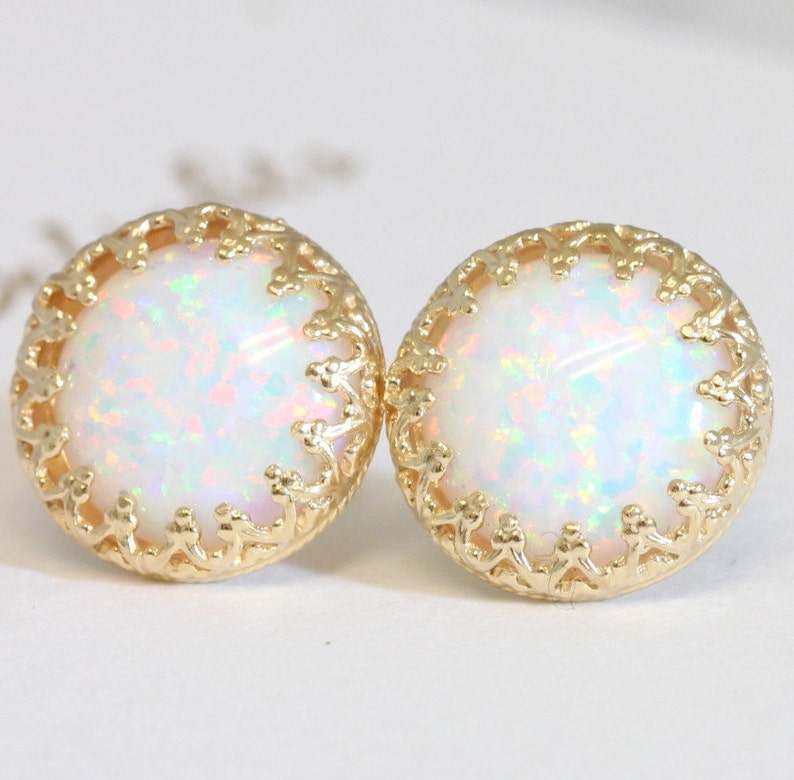 Opal Earrings, Opal Stud Earrings, White Opal Jewelry, Christmas Gift ...