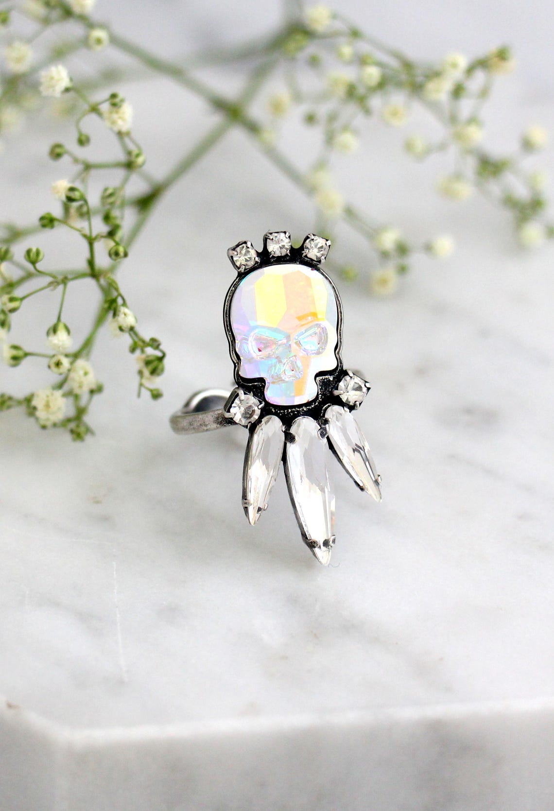 Skull Ring Skull Gothic Ring Crystal Skull Ring Gift for - Etsy