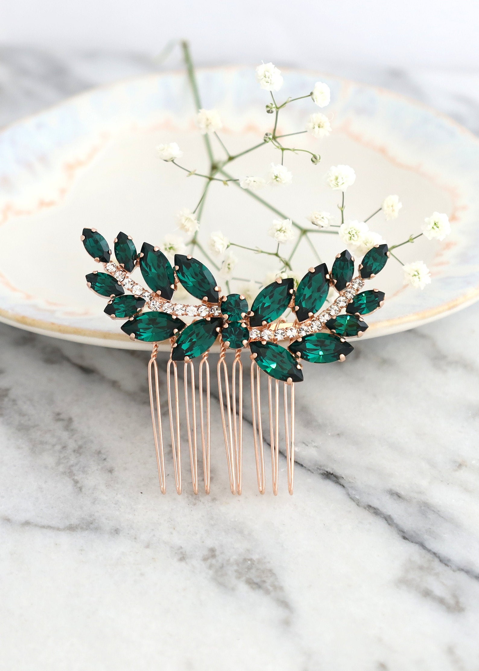 Bridal Hair Comb Emerald Green Bridal Hair Comb Dark Green - Etsy