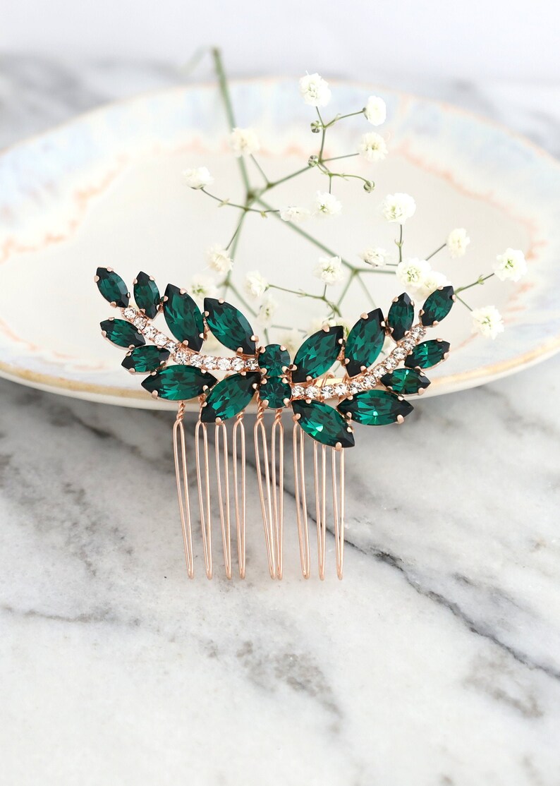 Bridal Hair Comb Emerald Green Bridal Hair Comb Dark Green - Etsy