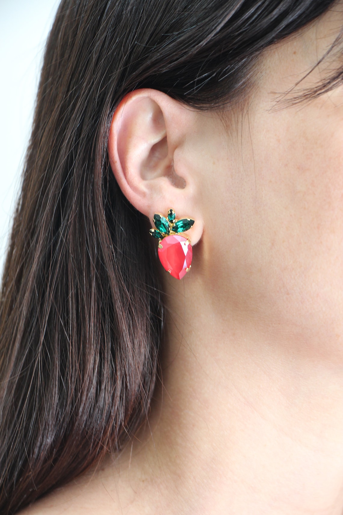 Strawberry Earrings Strawberry Jewelry Red Green Earrings | Etsy