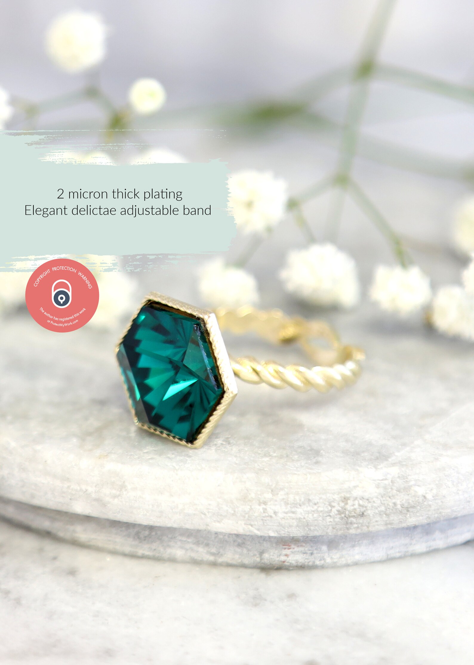 Emerald Ring Emerald Green Cocktail Ring Crystal Statement - Etsy