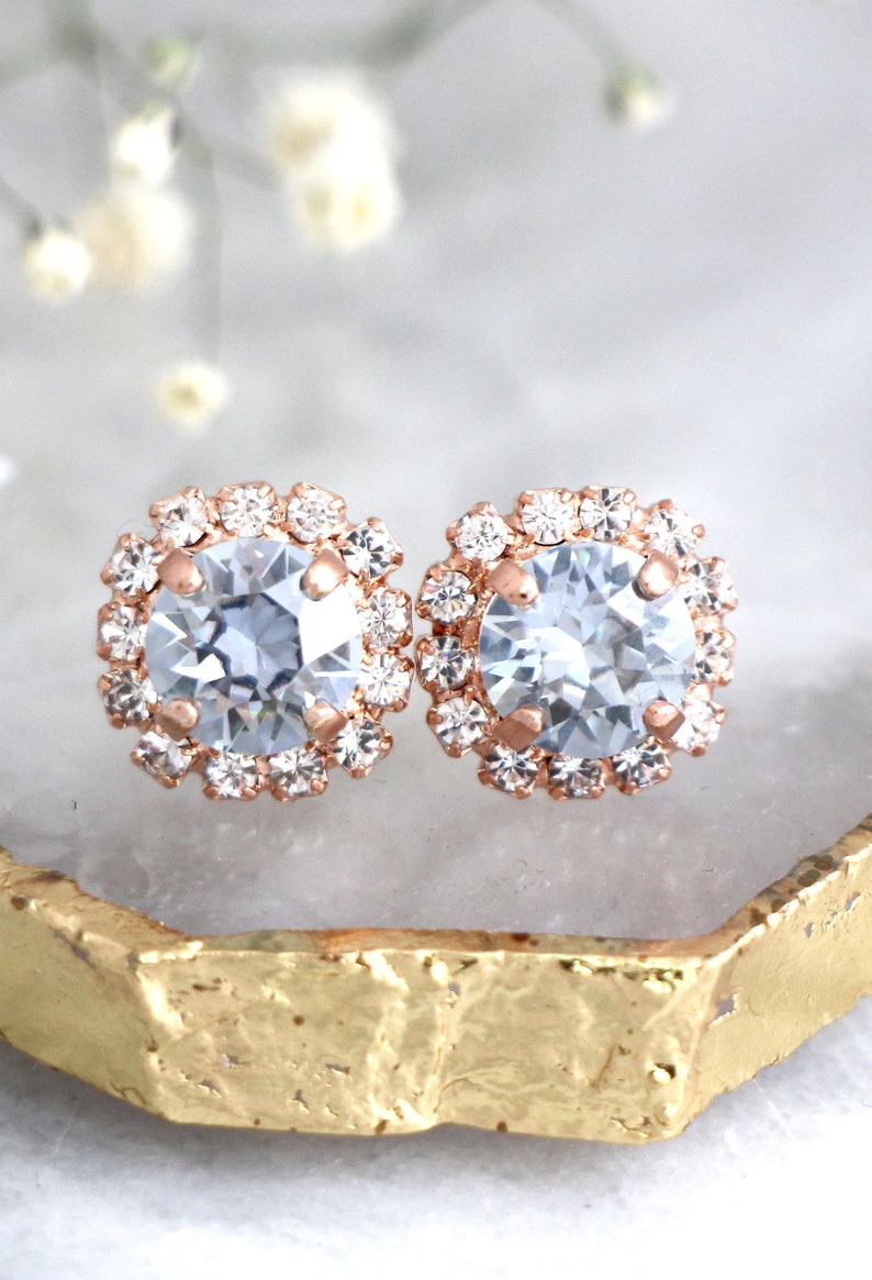 Dusty Blue Stud Earrings Dusty Blue Crystal Studs Dust Blue - Etsy