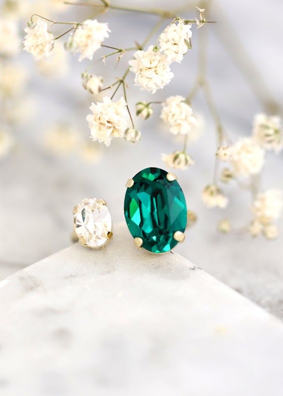 Emerald Ring Emerald Cocktail Crystal Ring Statement Green | Etsy