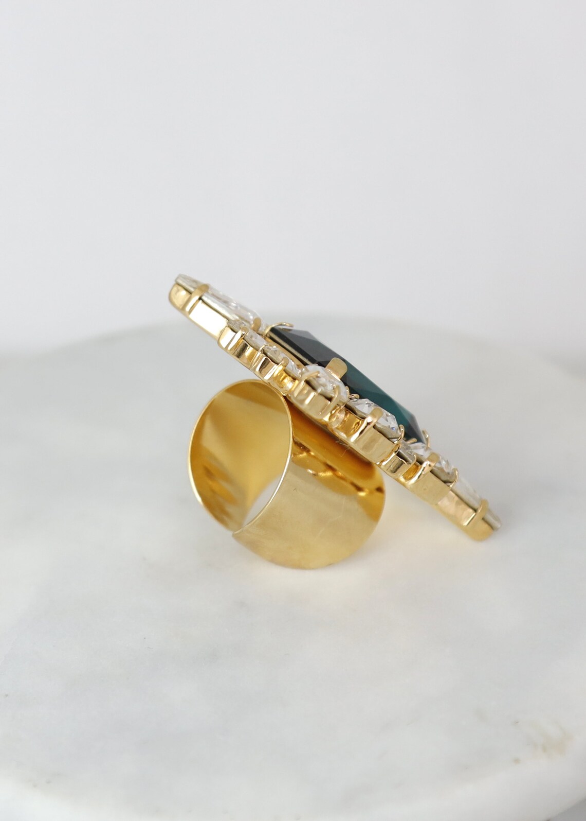 Emerald Cocktail Ring Emerald Green Cocktail Crystal Ring | Etsy