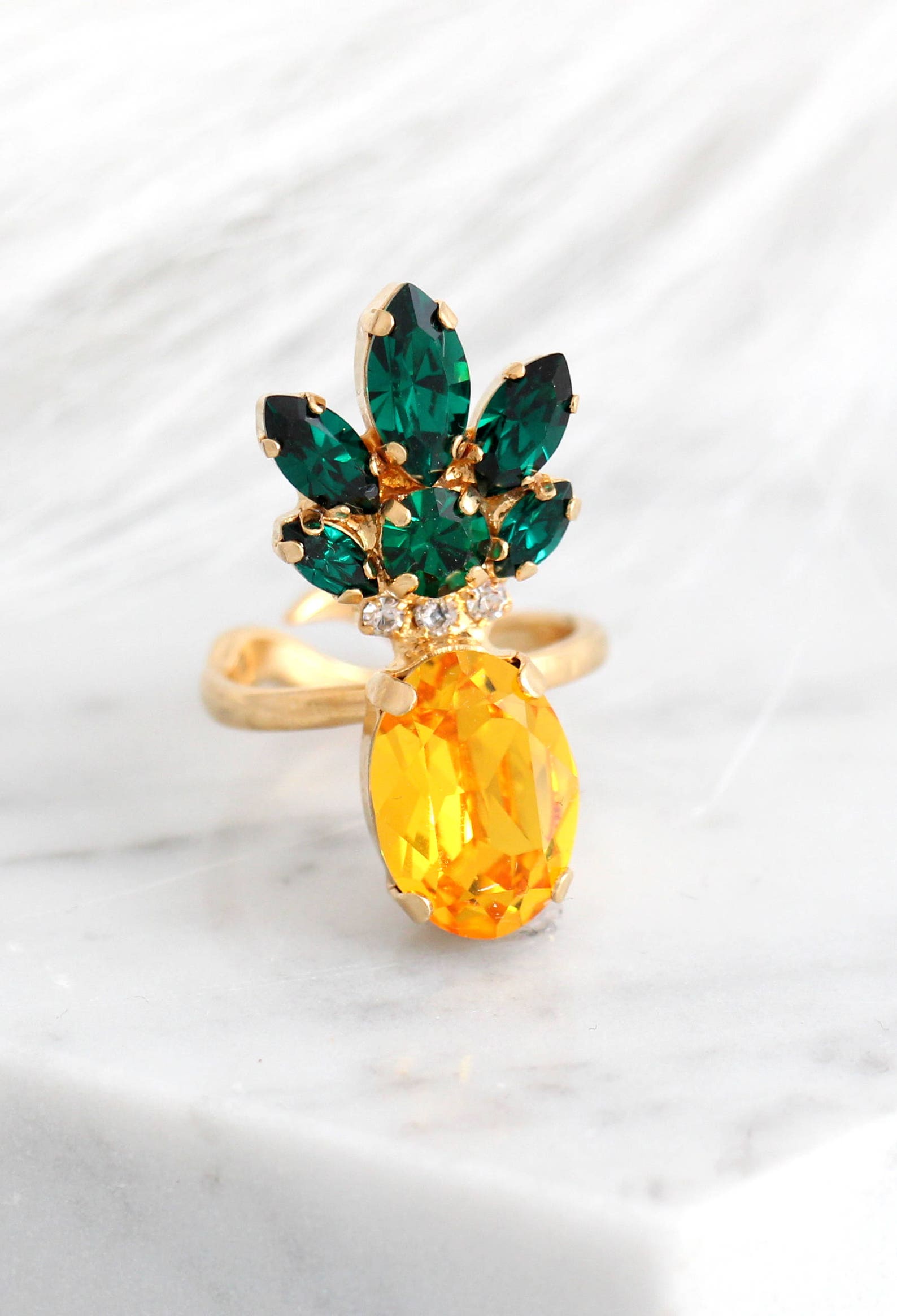 Pineapple Ring Pineapple Jewelry Crystal Cocktail Ring | Etsy