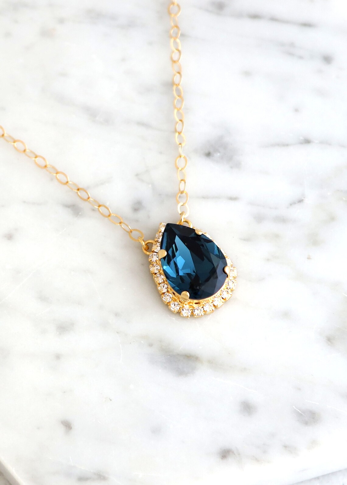 Navy Blue Necklace Bridal Blue Navy Crystal Necklace - Etsy