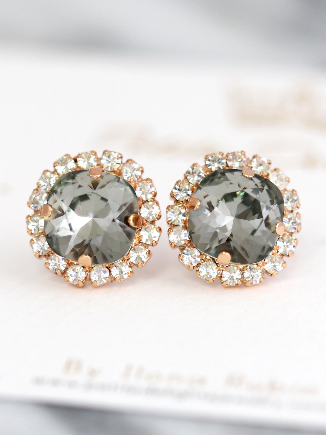 Gray Stud Earrings, Bridal Gray Stud Earrings, Smoky Gray Earrings ...