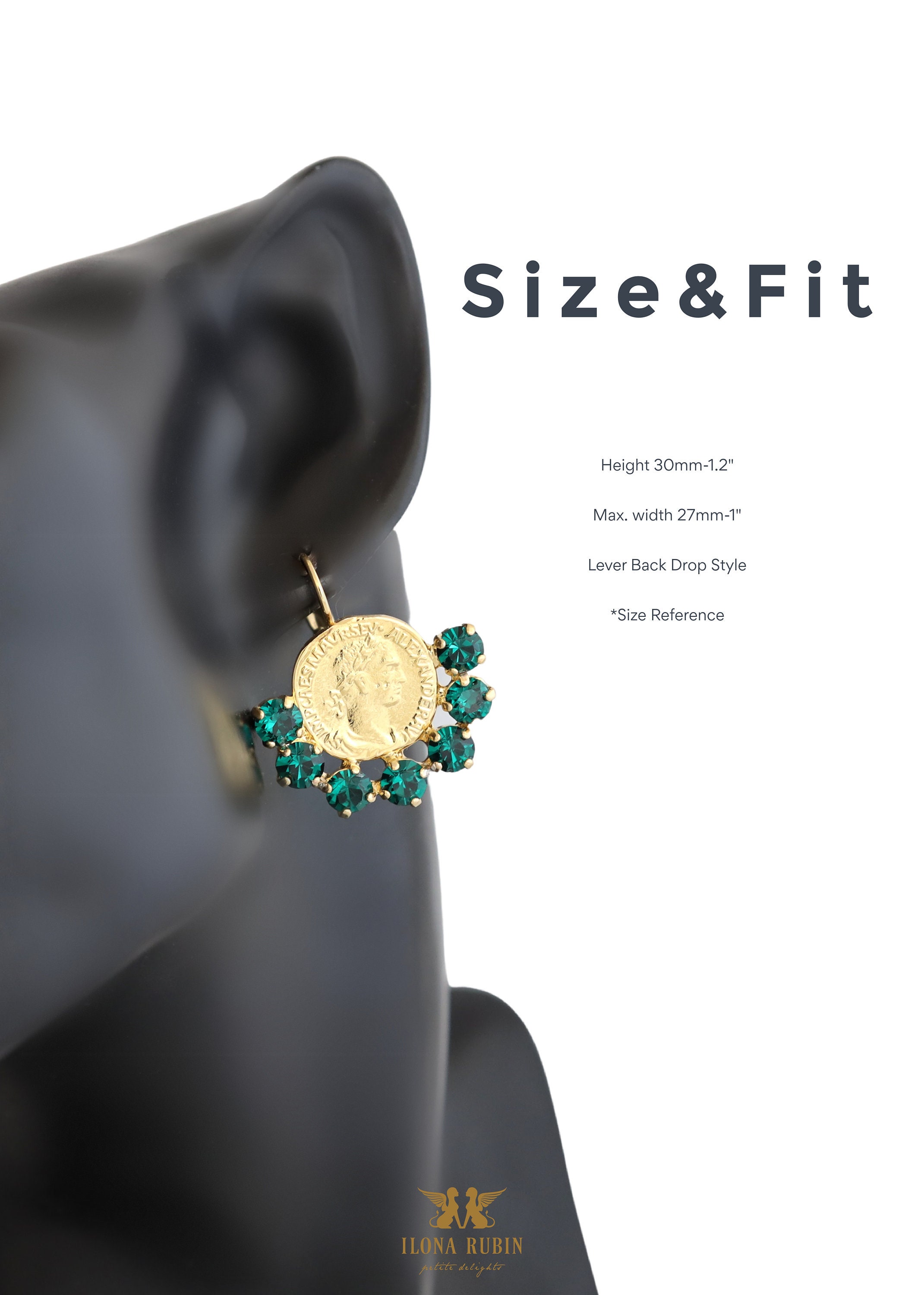 Emerald Drop Earrings Gold Coin Drop Earrings Greek Coin | Etsy