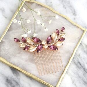 Purple Bridal Hair Comb, Purple Hair Comb, Purple Violet Crystal Hair ...