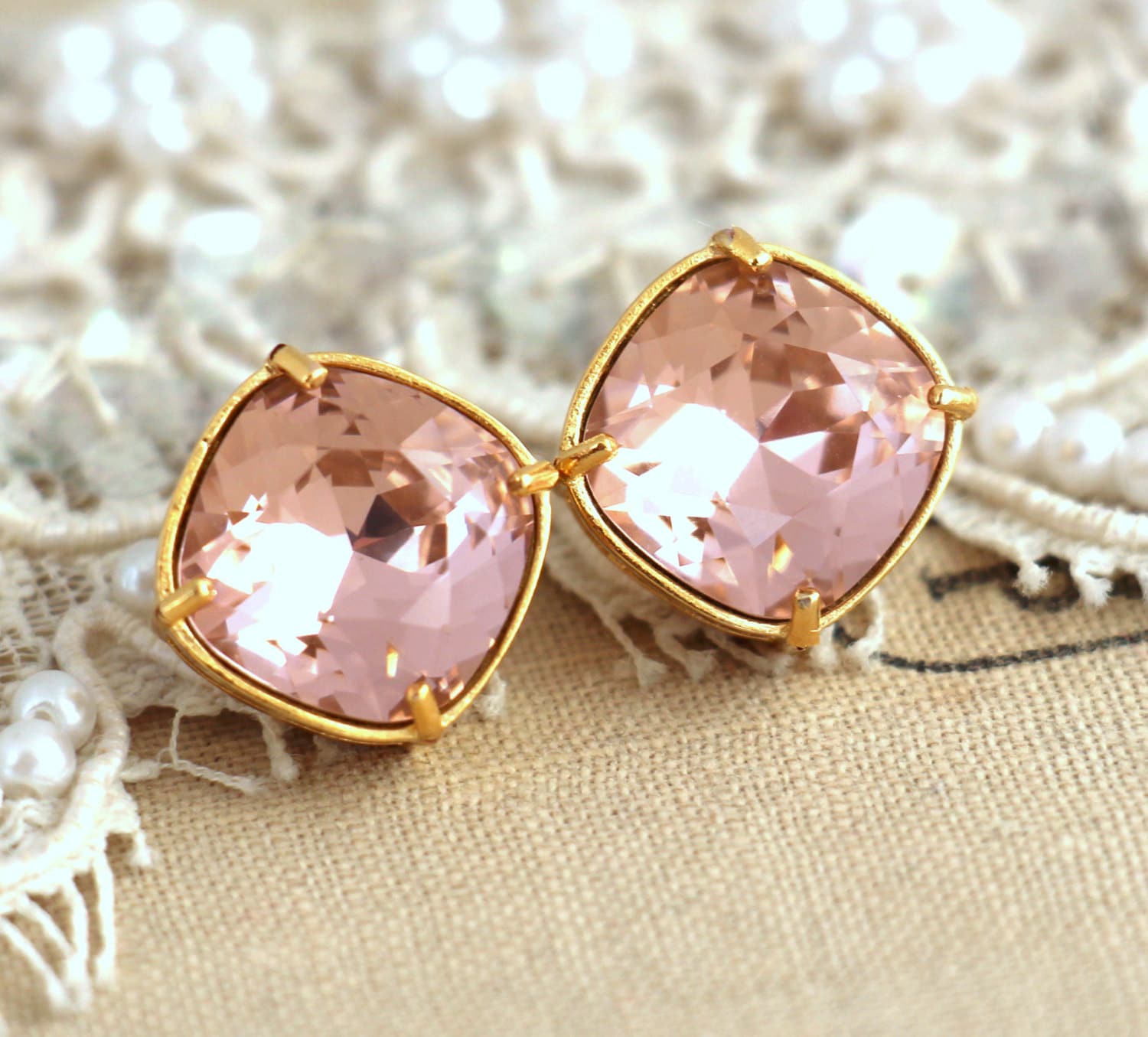 Blush Earrings Blush Pink Earrings Bridal Blush Eaeeings | Etsy