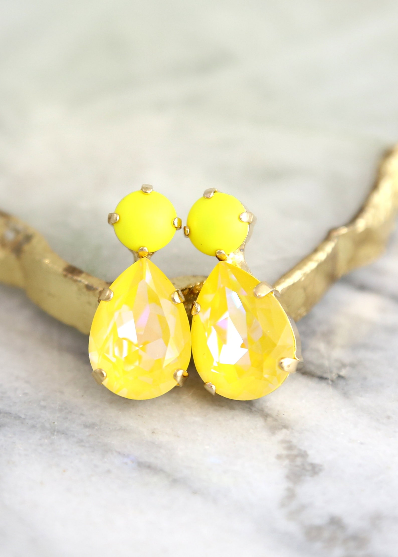 Yellow Earrings Neon Yellow Earrings Trending Jewelry | Etsy