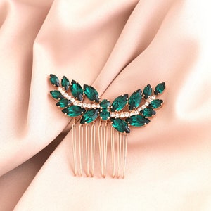 Bridal Hair Comb, Emerald Green Bridal Hair Comb, Dark Green Hair Comb ...