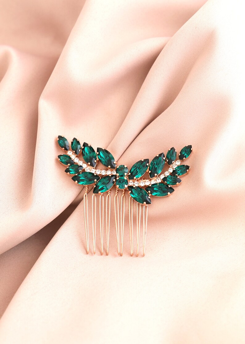 Bridal Hair Comb Emerald Green Bridal Hair Comb Dark Green - Etsy