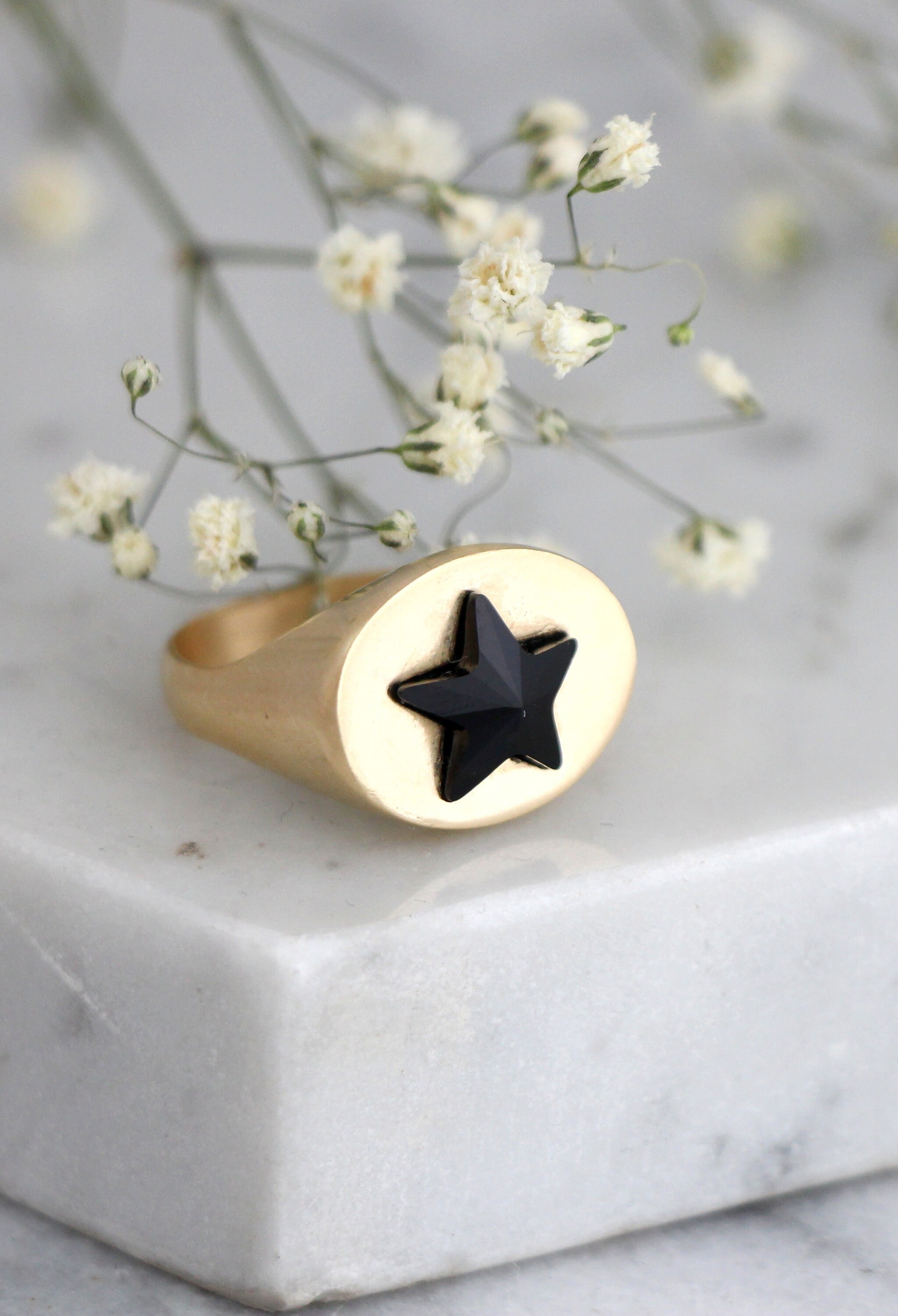 Signet Ring Star Ring Signet Gold Ring Signet Star Gold - Etsy Israel