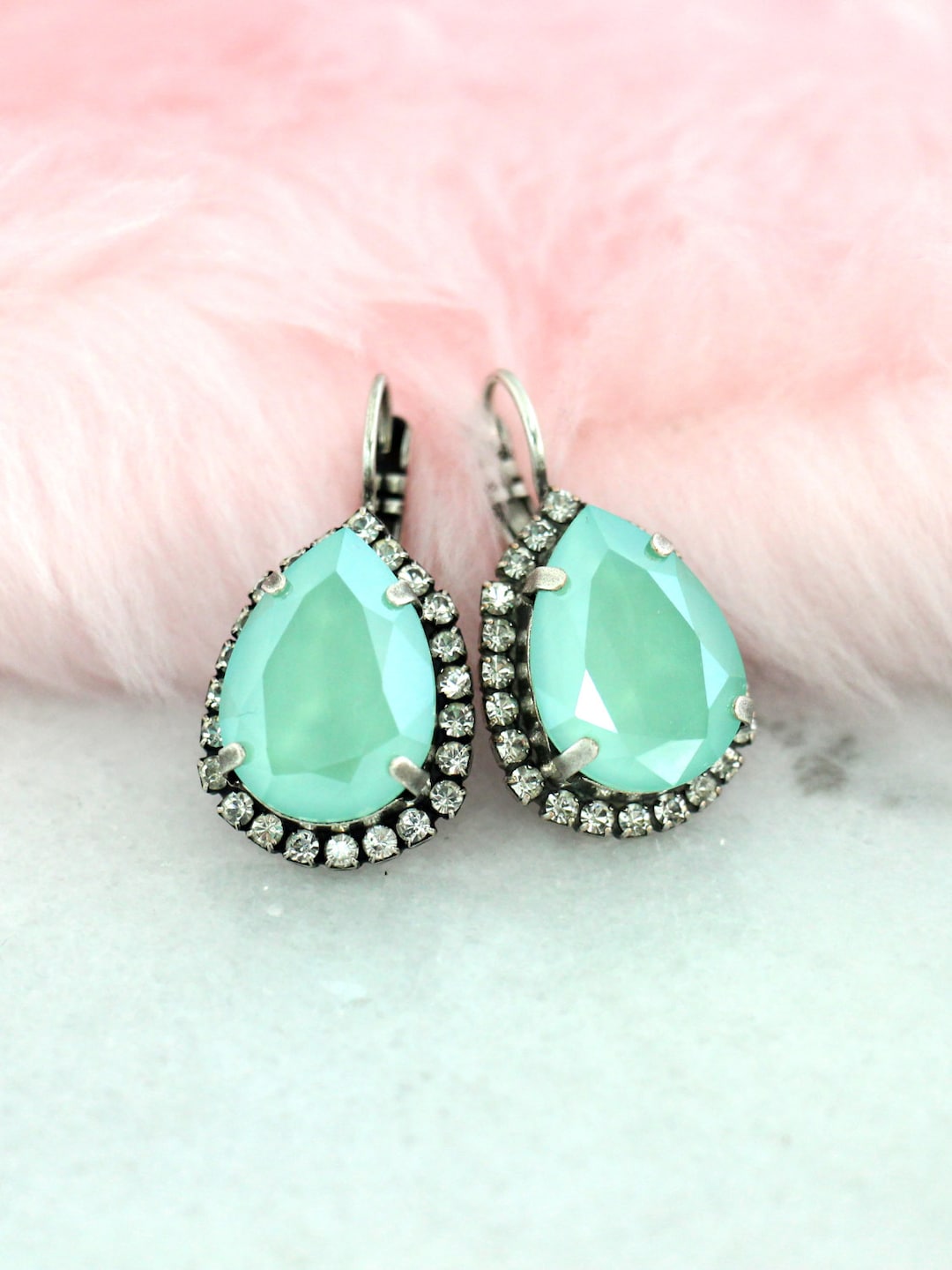 Green Mint Earrings, Bridal Mint Earrings, Mint Green Earrings, Mint ...