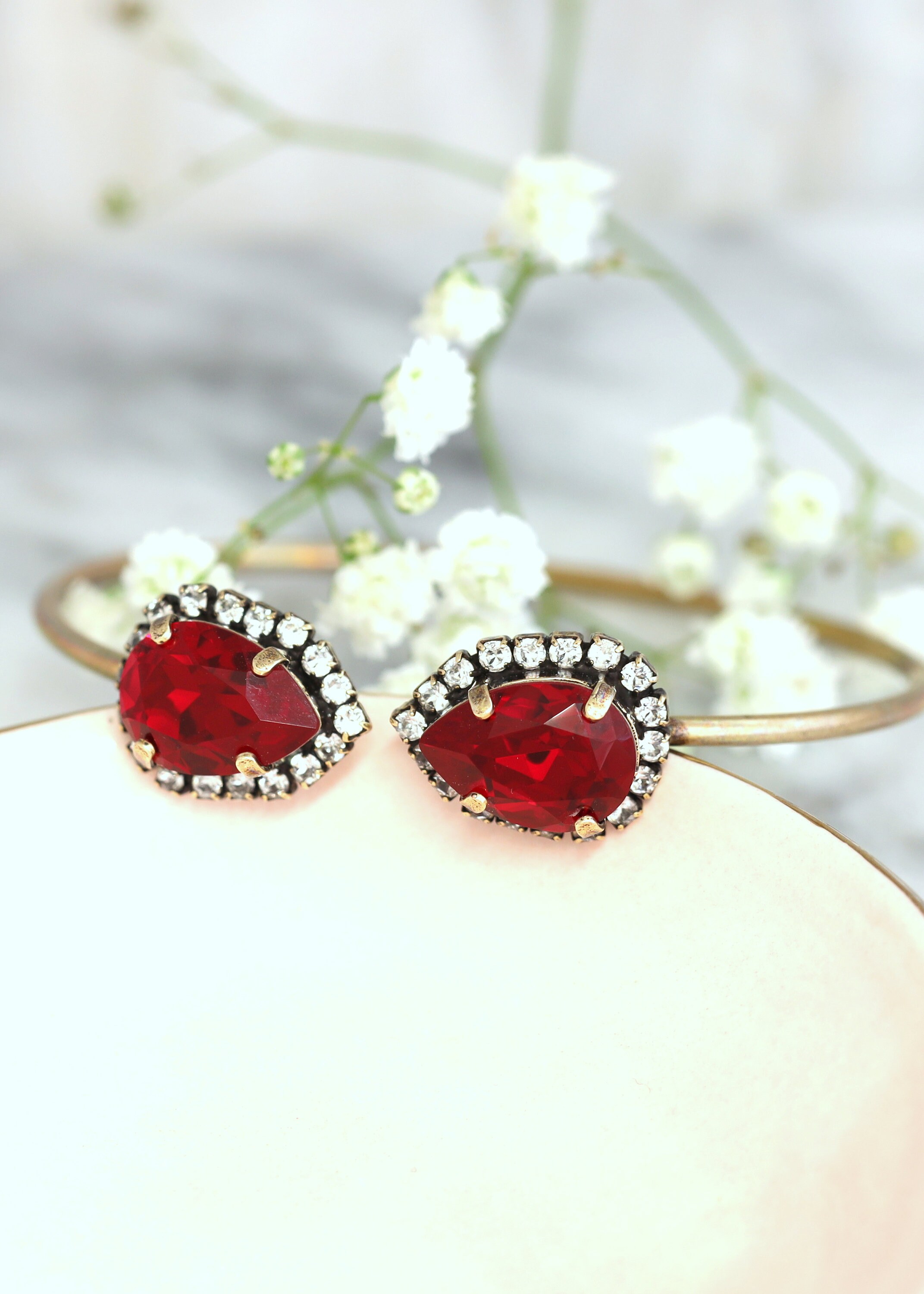 Red Bracelet Bridal Red Cuff Bracelet Red Ruby Crystal | Etsy