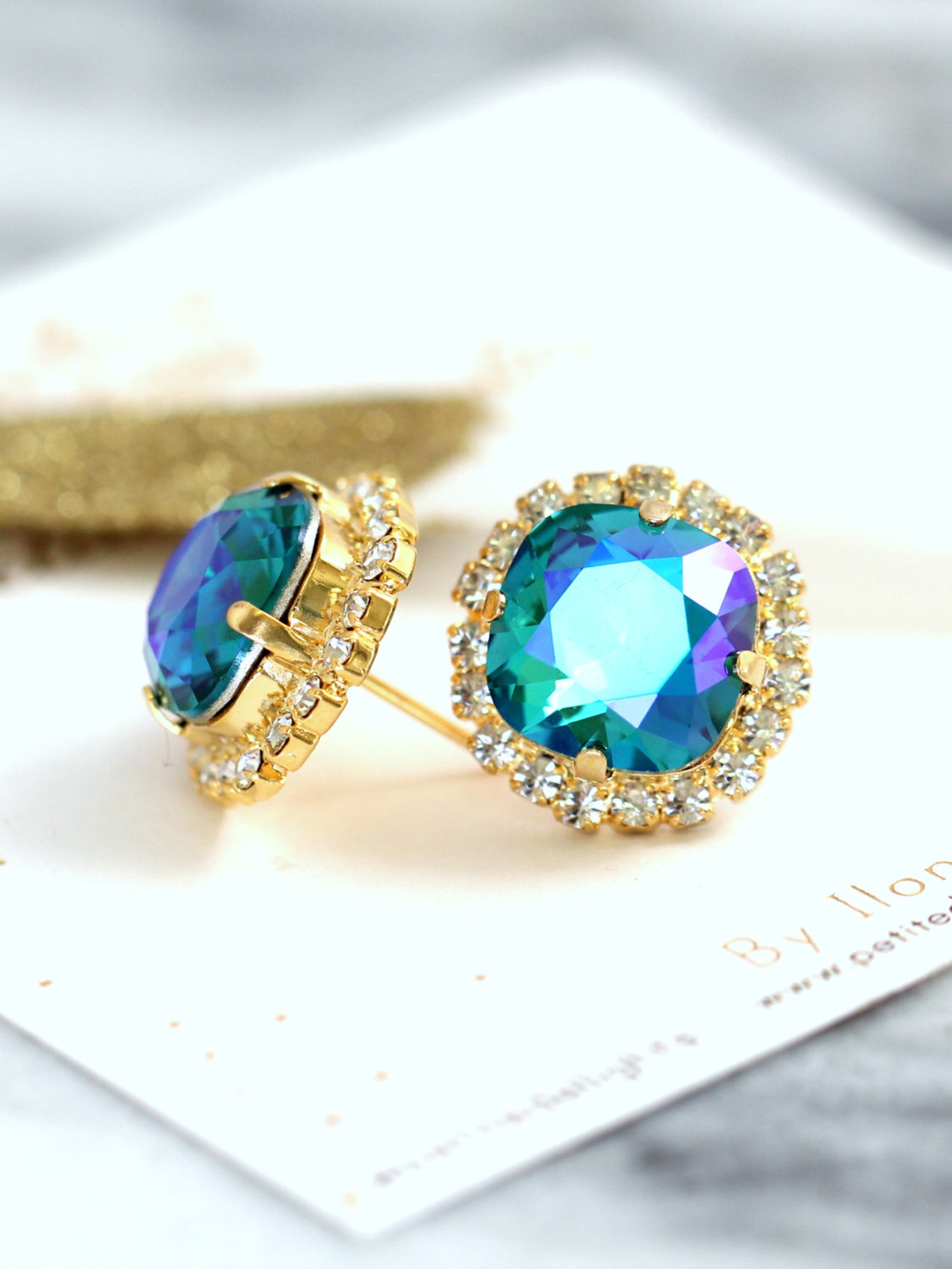 Blue Stud Earrings Blue Bridal Earrings Blue Sky Studs - Etsy