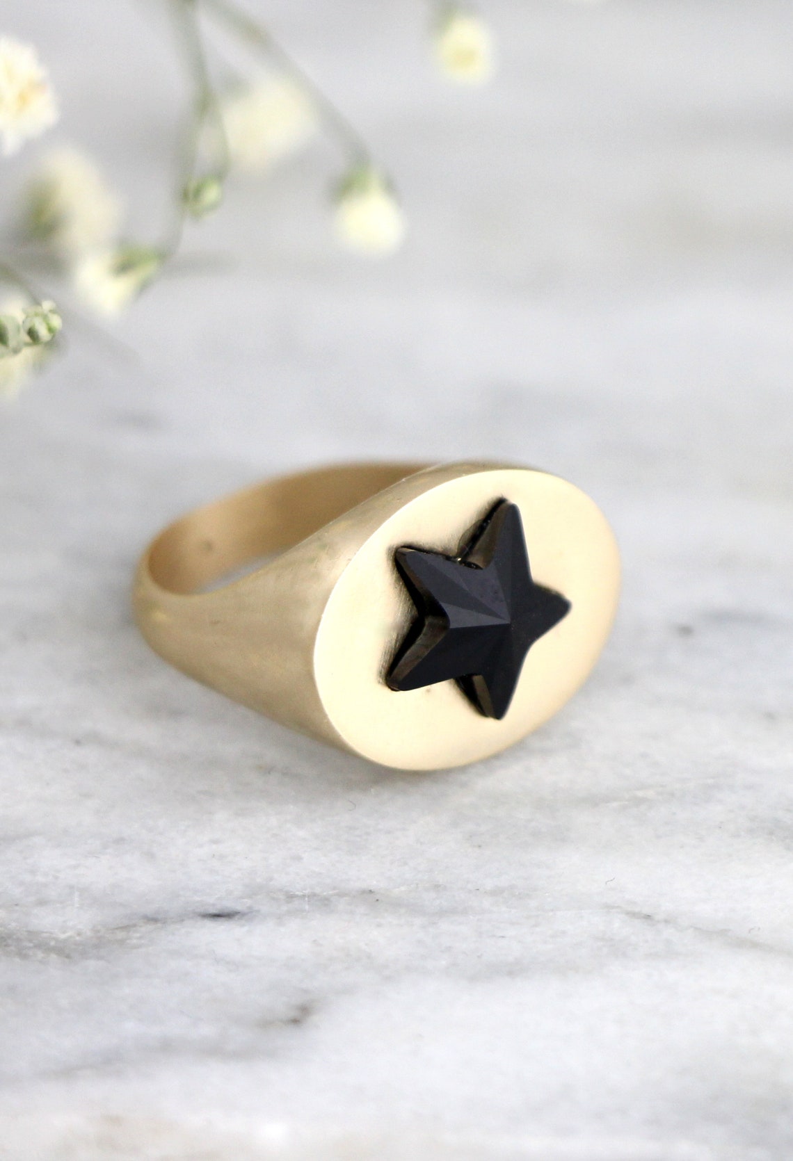 Signet Ring Star Ring Signet Gold Ring Signet Star Gold - Etsy Israel