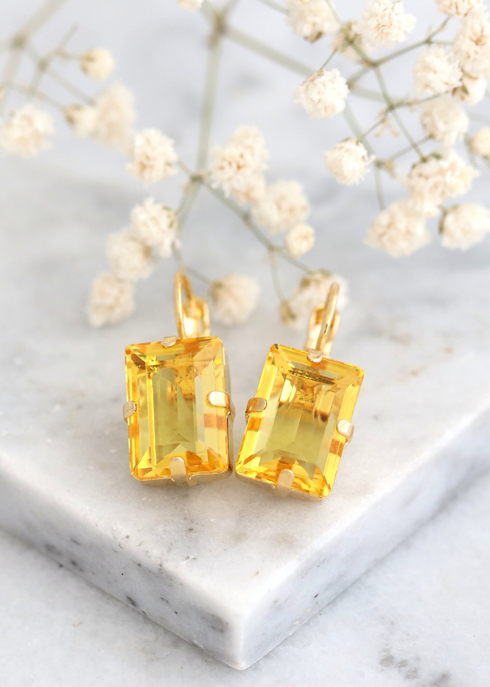 Yellow Drop Earrings Yellow Earrings Bridal Yellow Earrings - Etsy