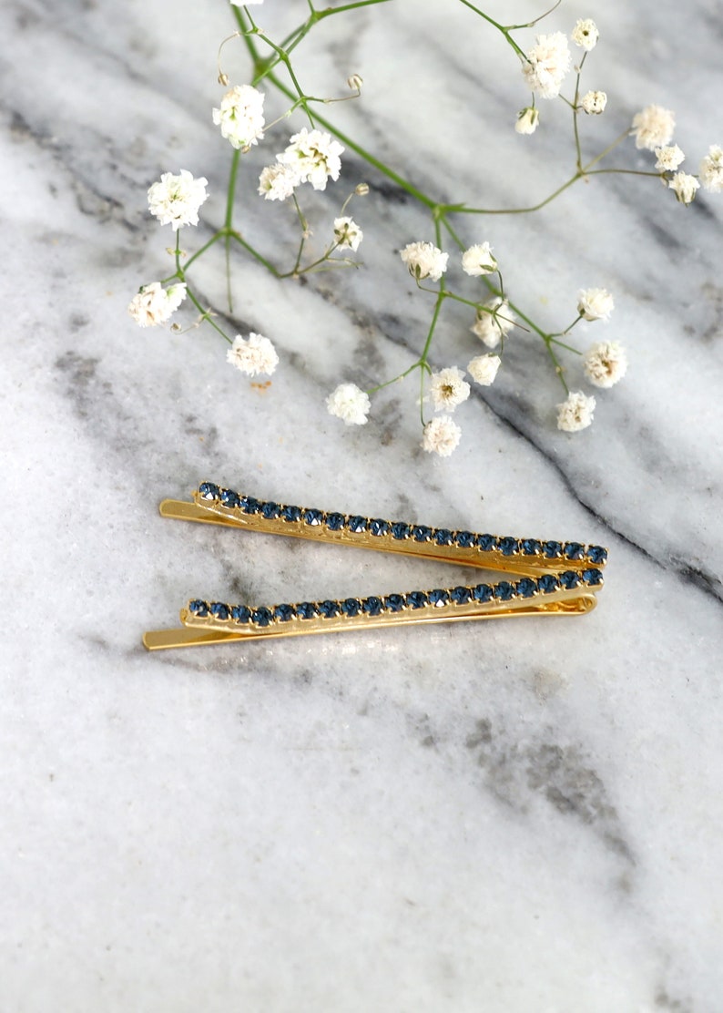 Bridal Hair Pin, Bridal Something Blue, Crystal Blue Bobby Pin, Navy ...