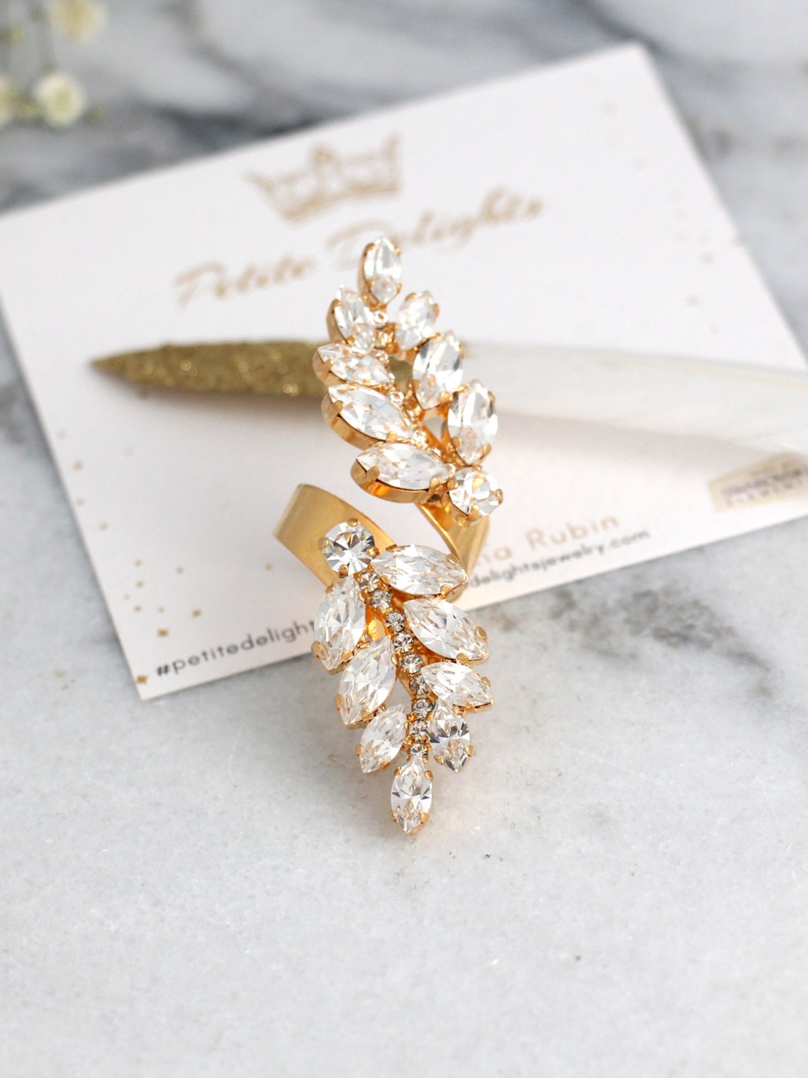 Cocktail Crystal Ring Statement Crystal Ring Crystal Gold - Etsy