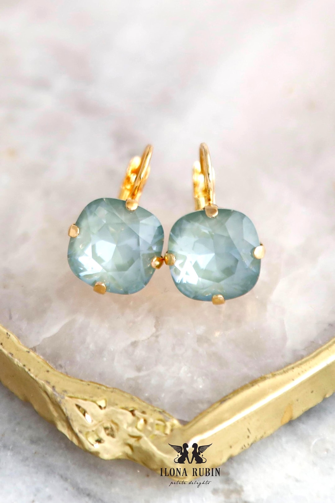 Green Drop Earrings, Green Agave Crystal Earrings, Classic Light Green ...