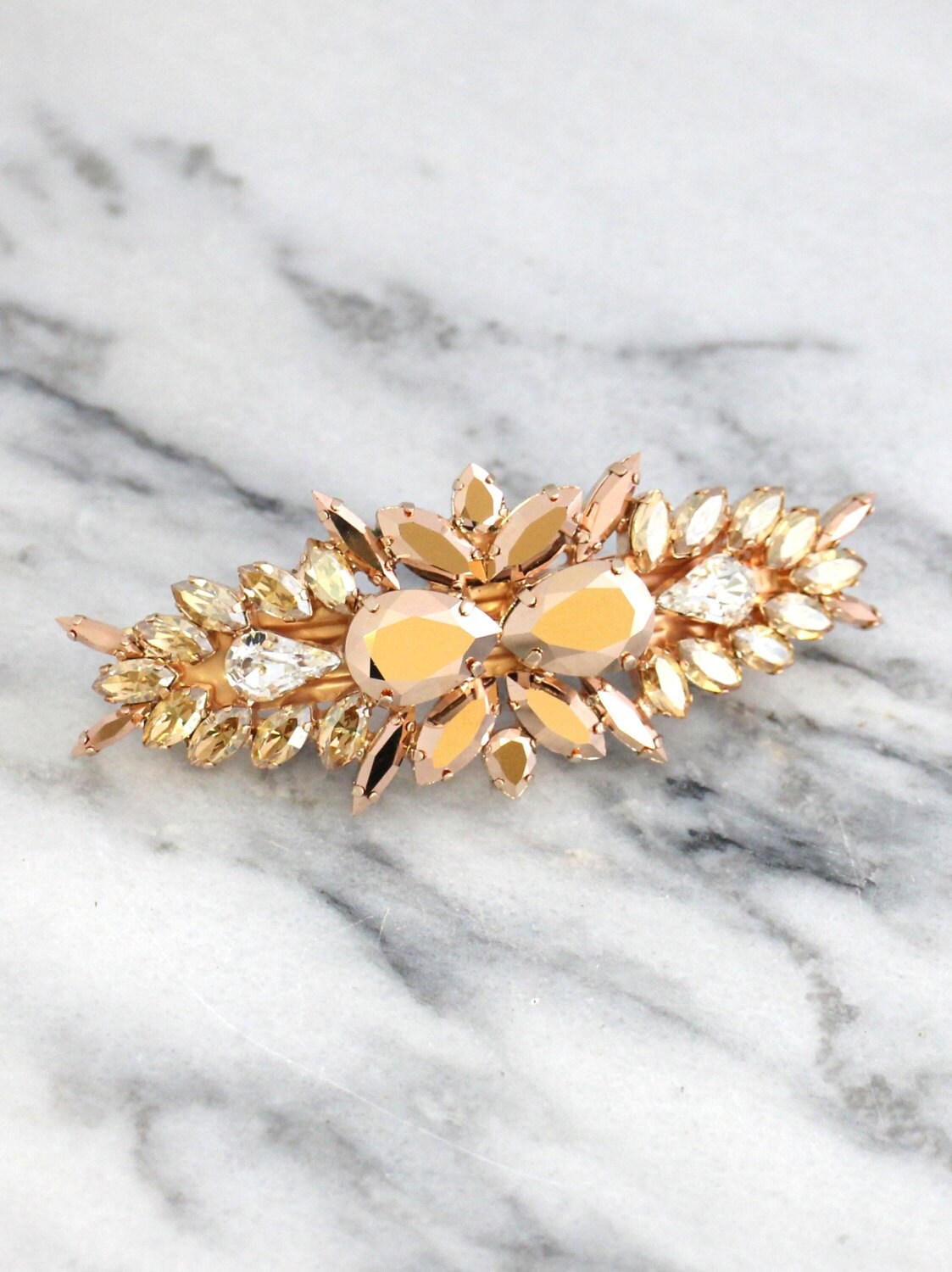 Bridal Barrette Rose Gold Hair Comb Champagne Barrette | Etsy