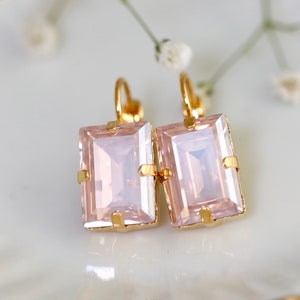 Light Pink Drop Earrings, Rosaline Pink Drop Earrings, Pink Crystal ...