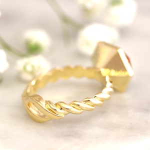 Cocktail Ring, Modern Crystal Red Ring, Red Ruby Crystal Gold Ring ...