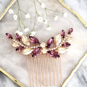 Purple Bridal Hair Comb, Purple Hair Comb, Purple Violet Crystal Hair ...